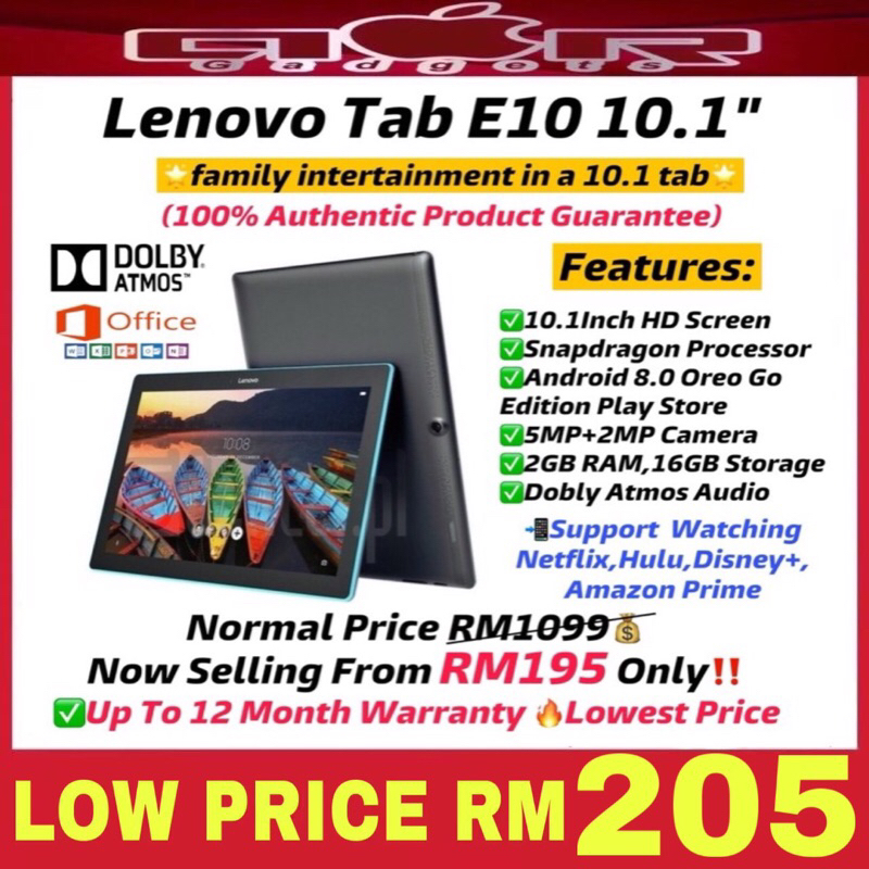 Lenovo Tab E10 10.1Inch HD Display Family Entertainment In A 10.1 Tab ...