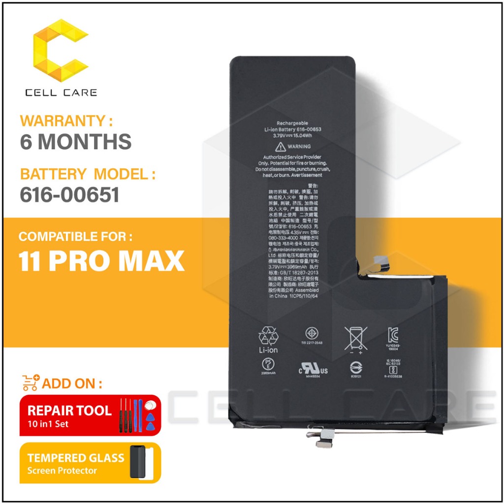 Battery Compatible For IP 11 PRO MAX APN:616-00651 (3969 mAh) 6 Months ...