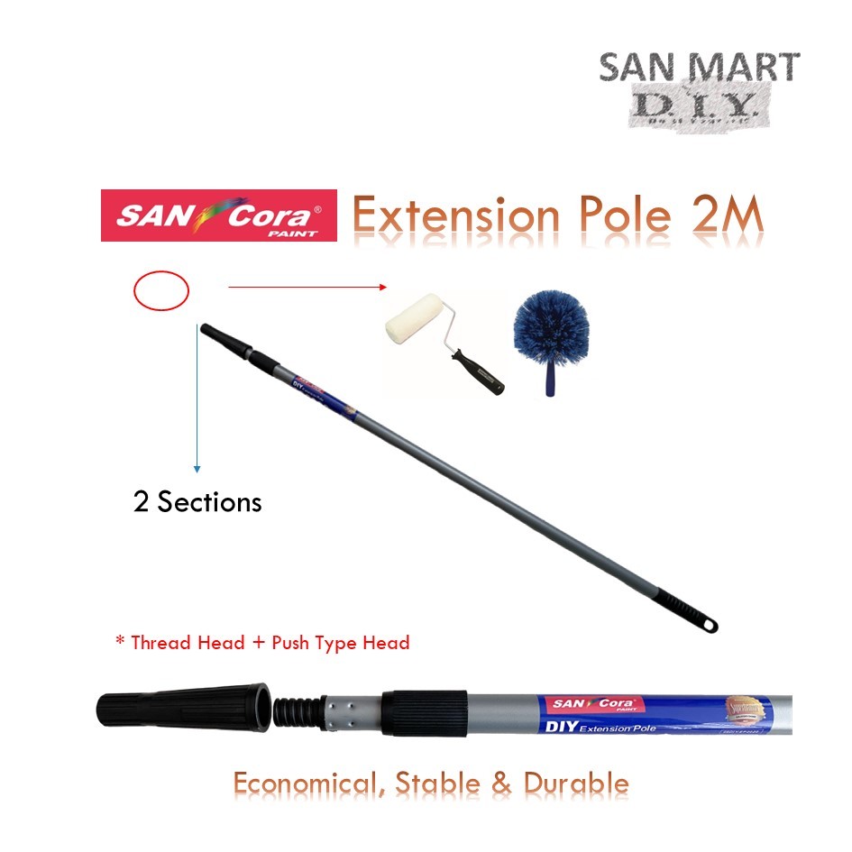 SANCora DIY Extension Pole 2M x 2 Sections Adjustable for Painting ...