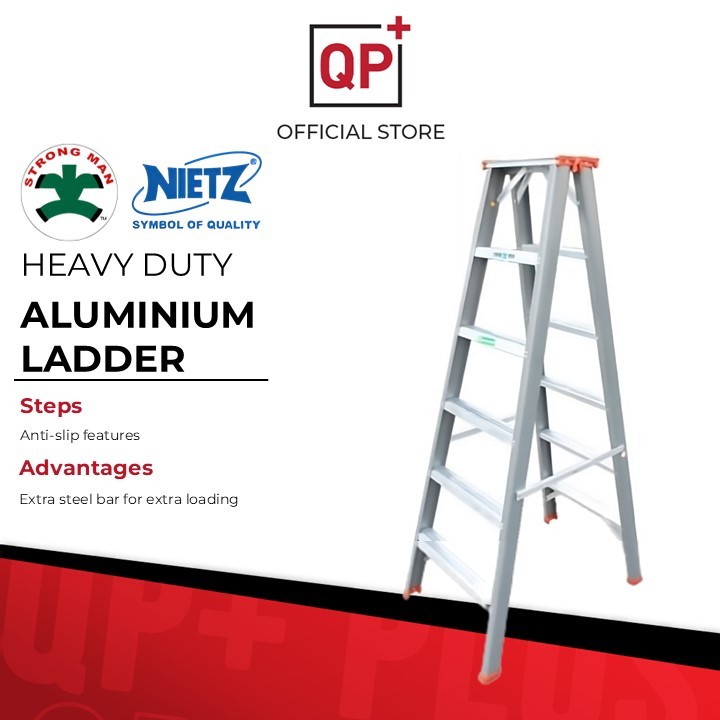 [HEAVY DUTY] STRONGMAN ALUMINIUM 14 - 16 STEPS DOUBLE SIDED LADDER l ...