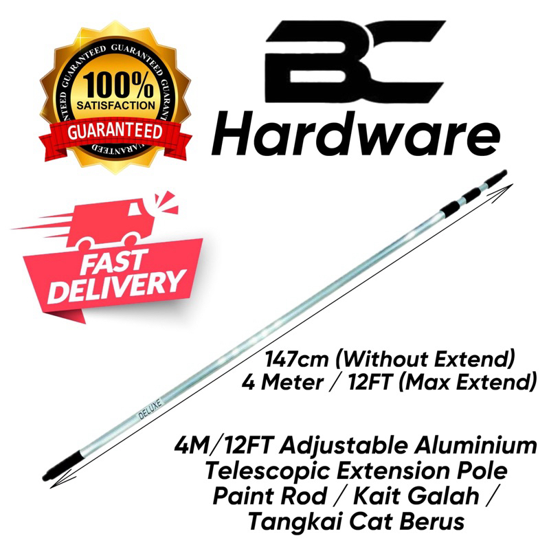 4M/12FT Adjustable Aluminium Telescopic Extension Pole Paint Rod / Kait ...