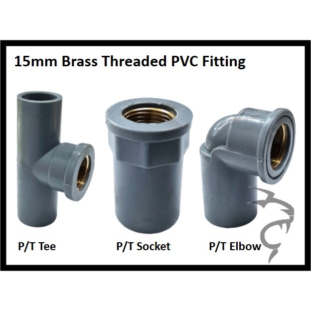 15mm PVC Brass Thread Fittings (P/T - Elbow/ Socket/ Tee) | Shopee Malaysia