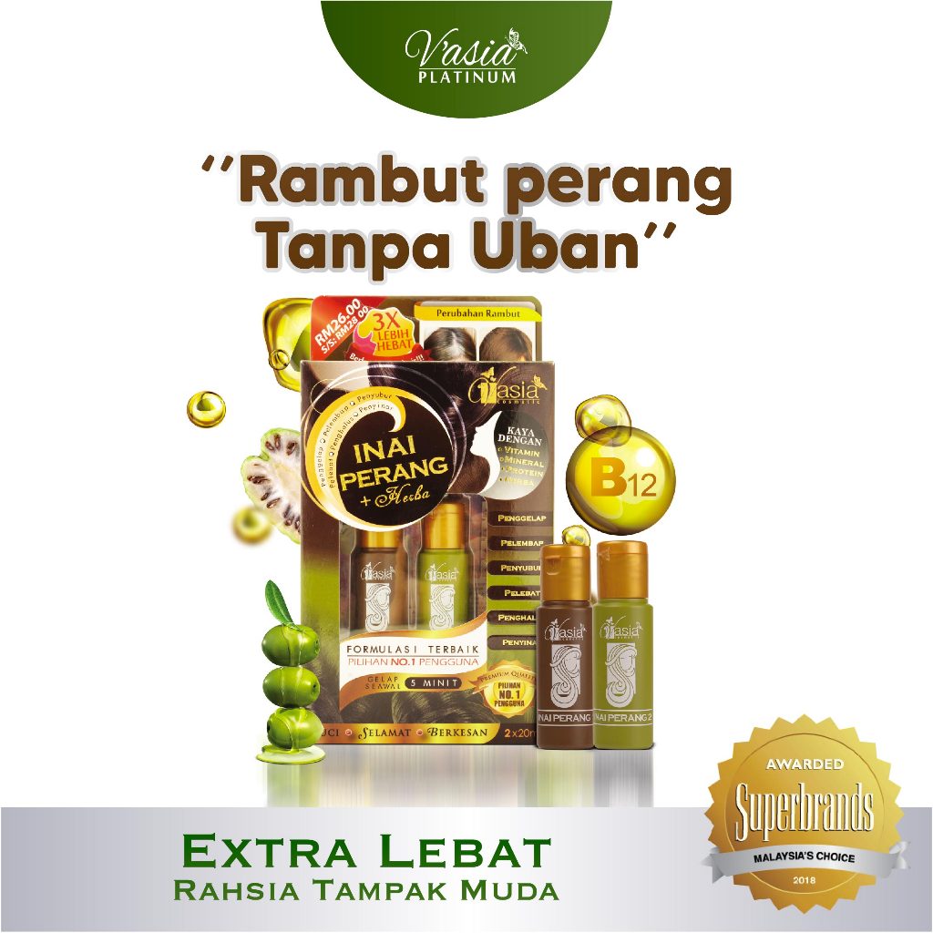 V'ASIA INAI PERANG + HERBA PERANG - Rambut Gelap Tanpa Uban | Shopee ...