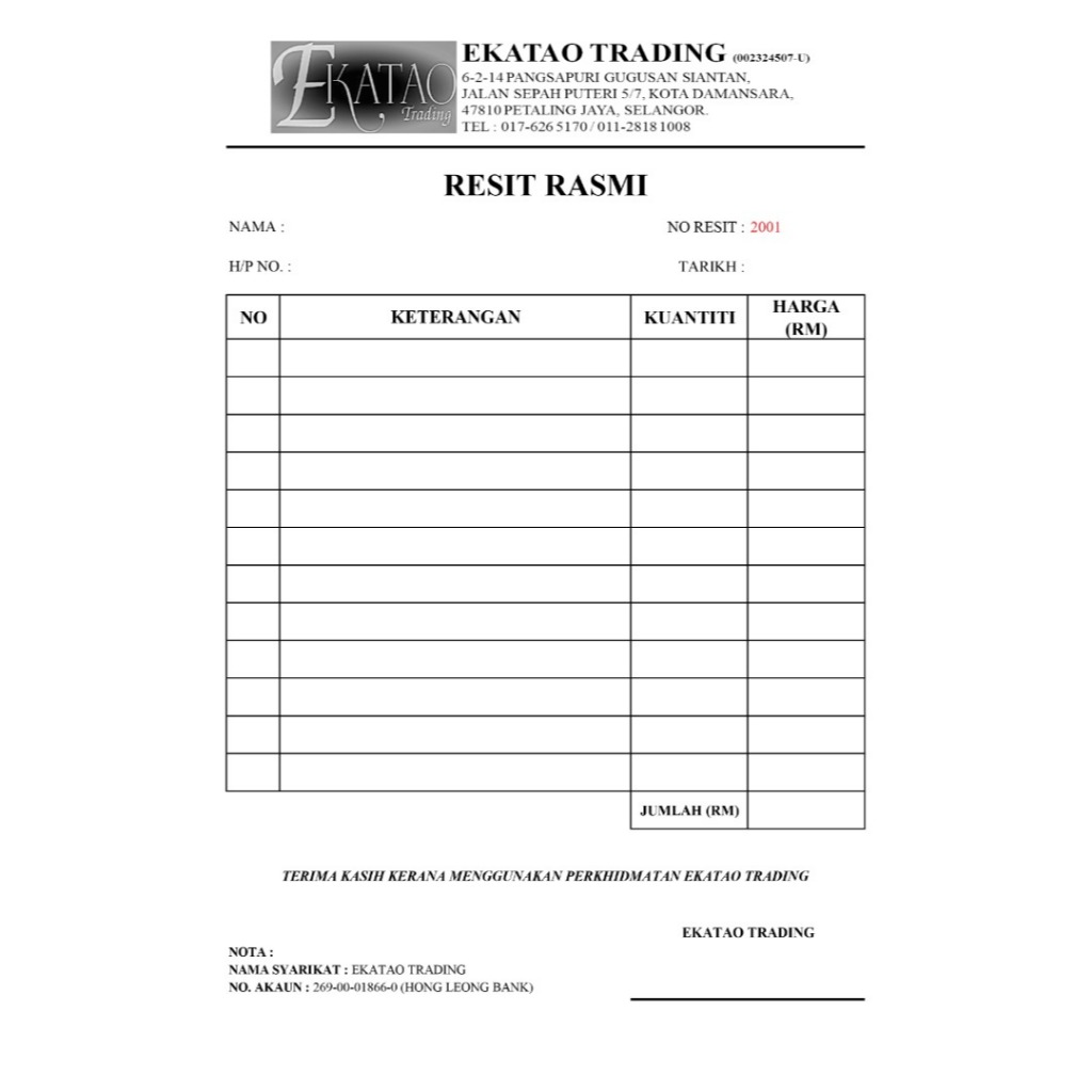 Buku Invoice/Bill Book/Buku Resit/Receipt Book/Cash Sales/Cash Bill ...