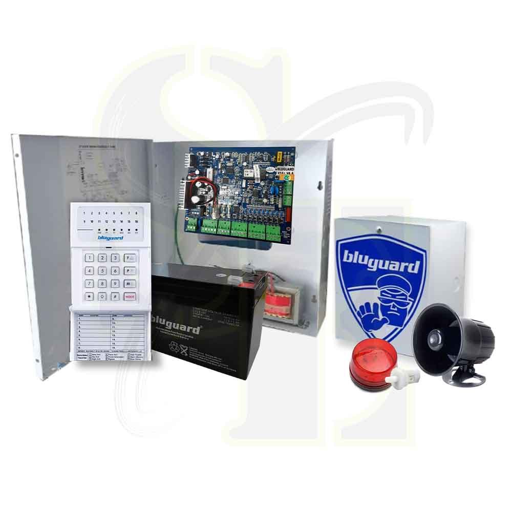 Bluguard V16N 8 Zone Alarm Package (LED Keypad) - Wired Voice Alarm ...