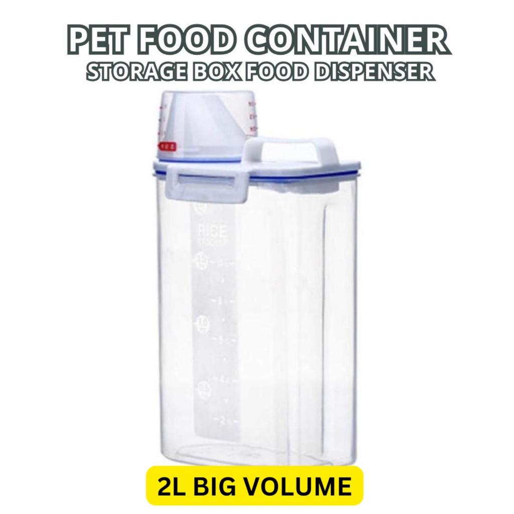 Pet Food Container 2L Big Volume Storage Box Food Dispenser Bekas ...