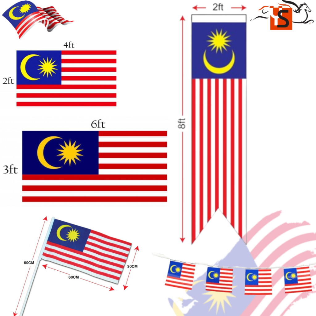 BENDERA MALAYSIA 3X6/2X4/2X8 BENDERA TANGAN /BENDERA KERETA/BUNTING ...