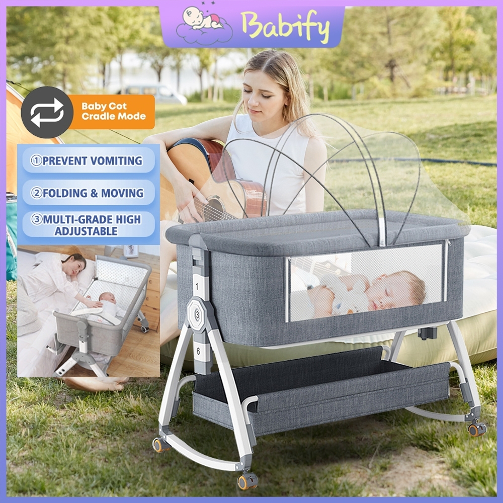 Portable Baby Cot Bed Crib Cradle (Foldable) Aluminum Alloy Lightweight ...