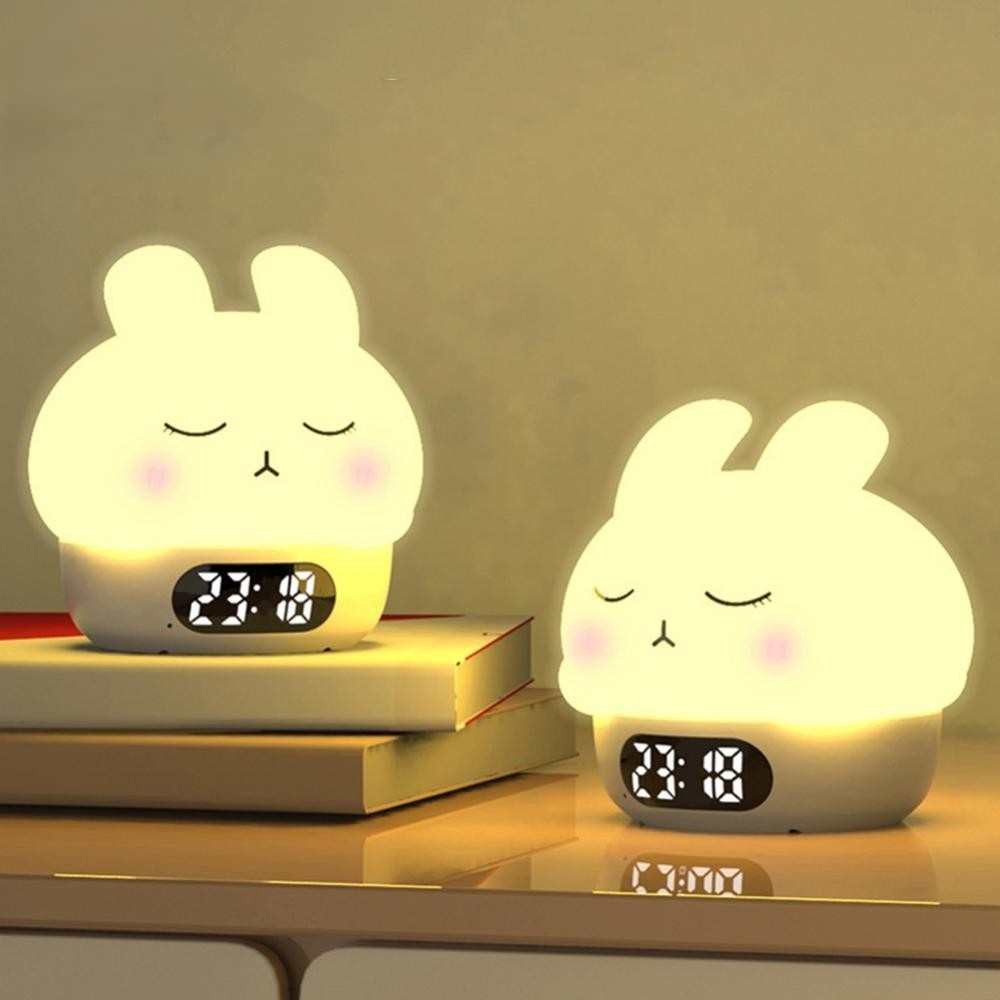 Alarm Clock & Tapping Night Light, Silicone RGB Color Changing Bedside ...