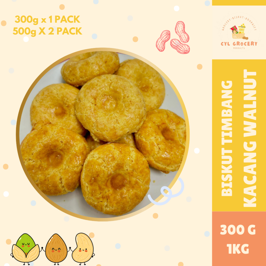 [ 300G • 1KG ] PELBAGAI BISKUT TIMBANG | BISKUT KACANG WALNUT | WALNUT ...
