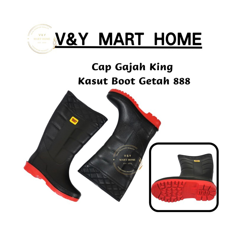 【READY STOCK】Gajah King High Cut Rubber Rainboots/Cap Gajah Kasut Boot ...