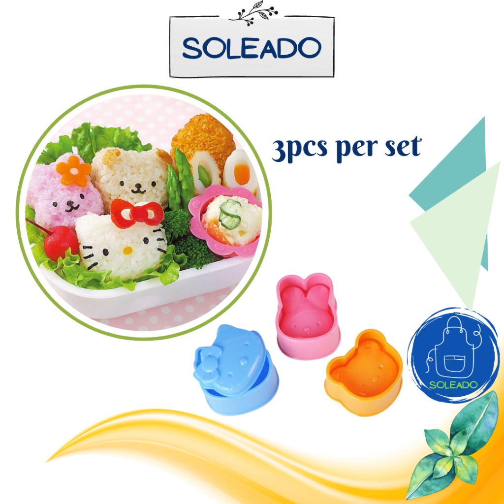 3pcs / set Cute Cartoon Sushi Mold Kids Favor Rice Ball Maker Bear ...
