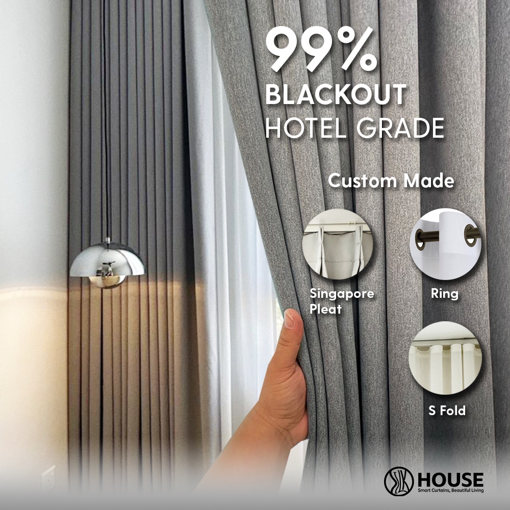 Textured Curtain Hotel Grade 99% Blackout Langsir Free Custom Alter ...