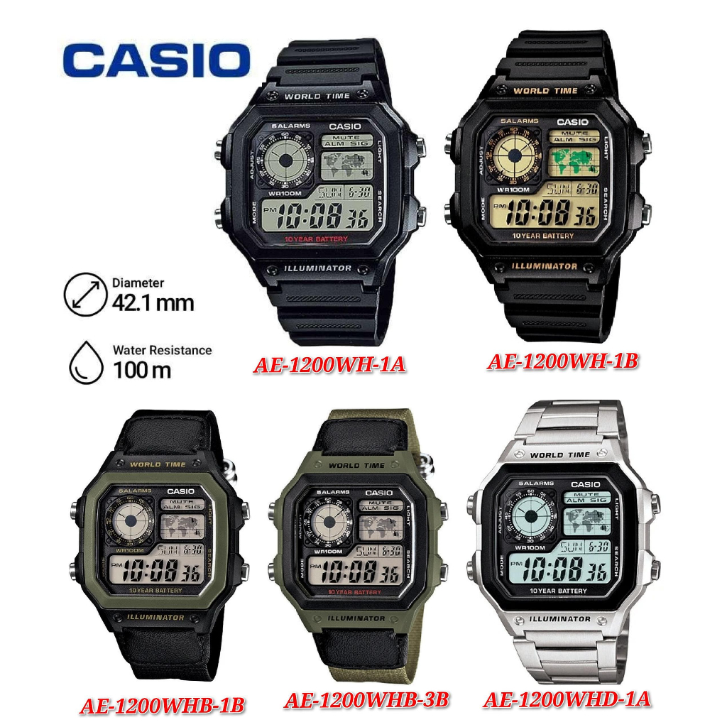 Casio General AE-1200WH Black Resin Band Men Watch AE-1200WHB AE-1200WHD . | Shopee Malaysia