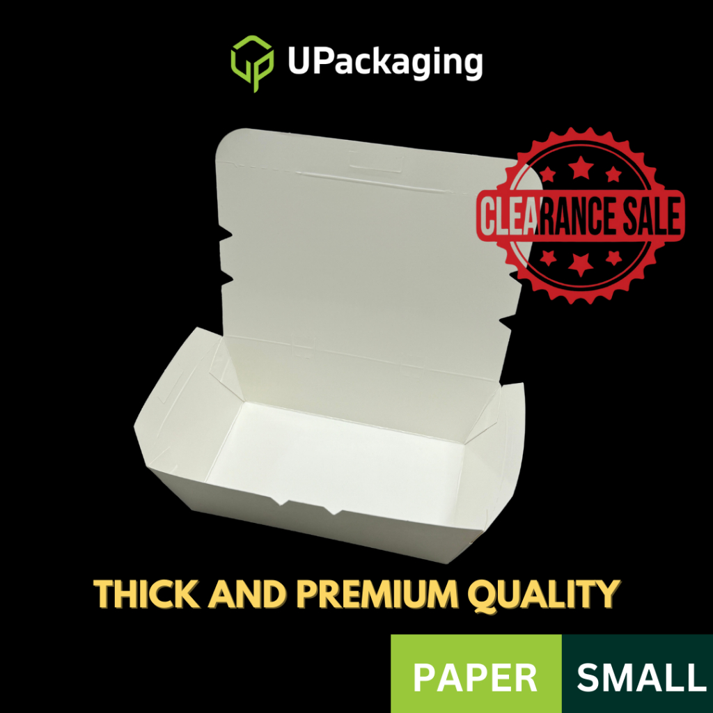 [50 Pcs] PREMIUM SMALL PAPER LUNCH BOX White Bento Box Paper Food Box ...