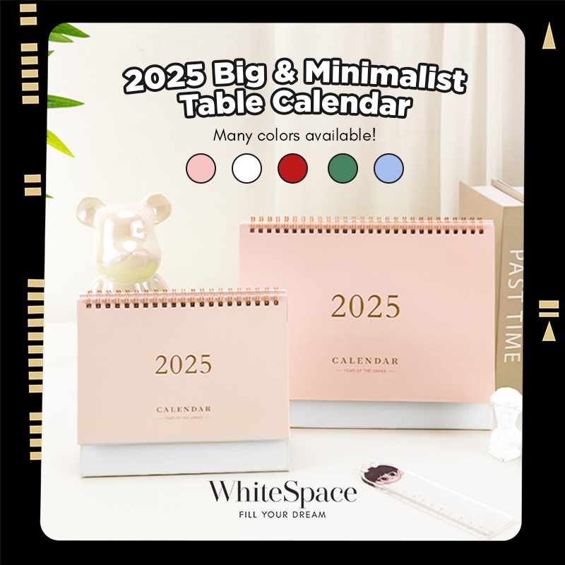 Whitespace 2025 Minimalist Desktop Calendar Big Table Kalendar Planner ...
