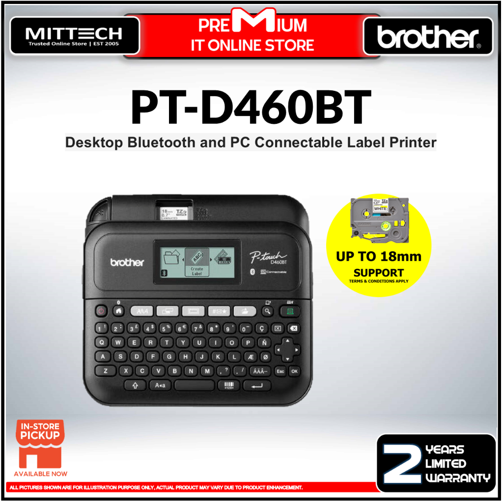 Brother Label Printer P-Touch PT-D460BT USB Bluetooth Portable Label ...