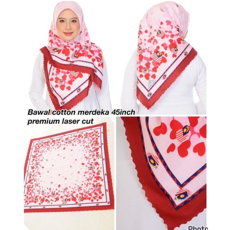 🇲🇾🇲🇾[2024 MERDEKA] IBU DAN ANAK TUDUNG BAWAL COTTON MERDEKA LASER CUT ...
