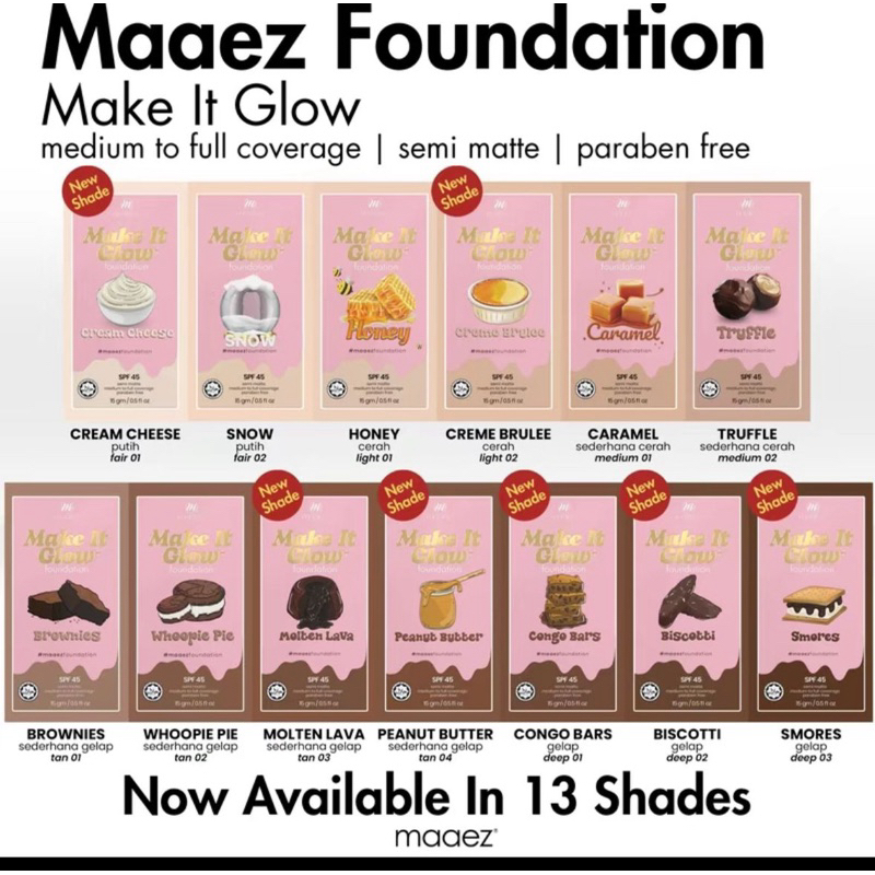 🔥MAAEZ MAEZ FOUNDATION MAKE IT GLOW FOUNDATION 15g🔥 | Shopee Malaysia