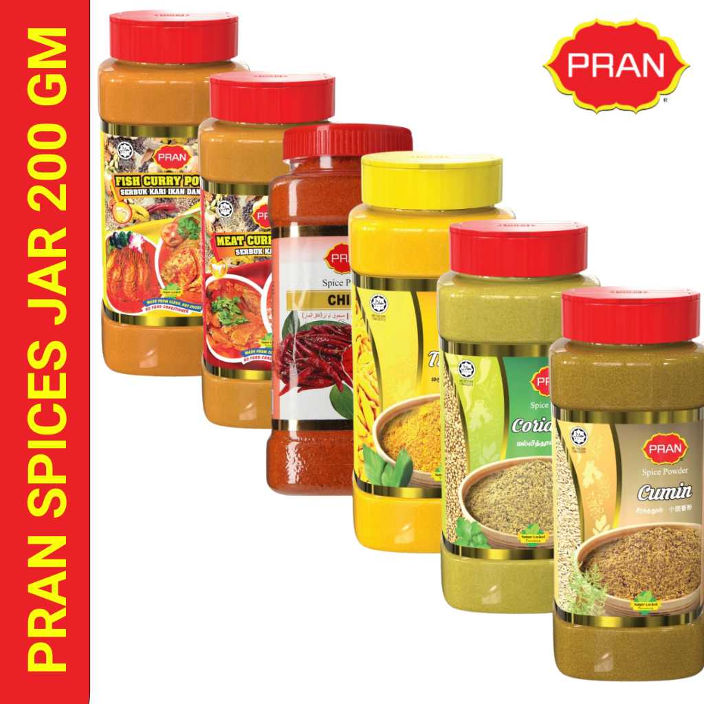 PRAN SPICE POWDER JAR TURMERIC/CUMIN/CORRIANDER/MEAT CURRY/FISH CUIRRY ...