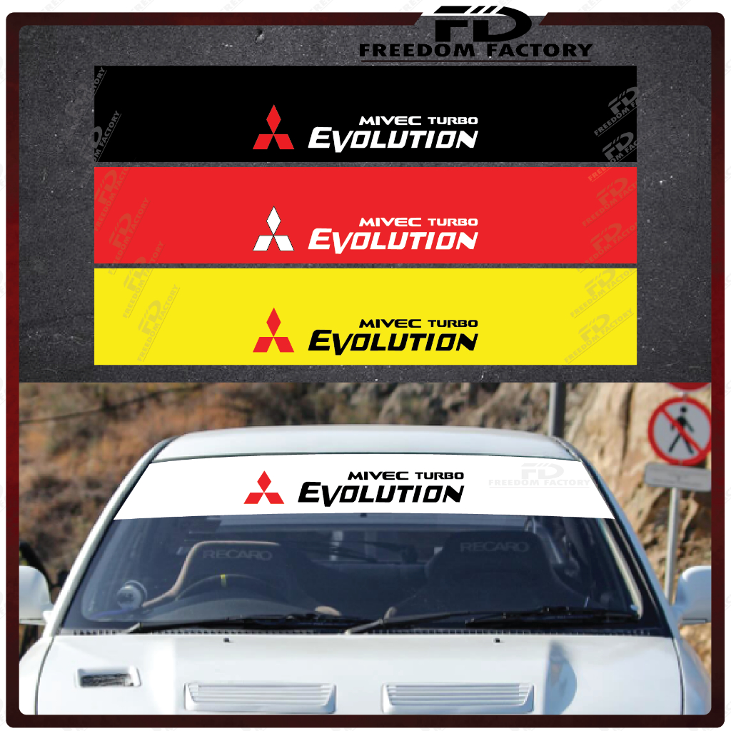 EVOLUTION MIVEC TURBO Front Windshield Sticker / Sticker Tampal Cermin ...