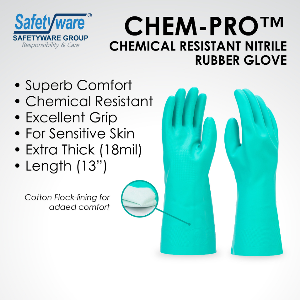 SAFETYWARE ChemPro GNF1813 Nitrile Gloves I Chemical Glove I Extra ...