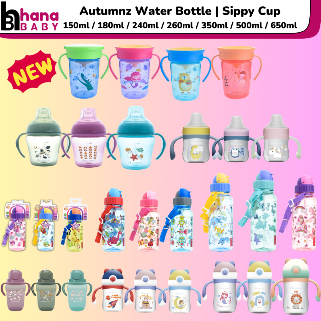 Autumnz Sippy Cup | Water Bottle 150ml | 180ml | 240ml | 300ml | 350ml | 500ml | 650ml Botol Air ...