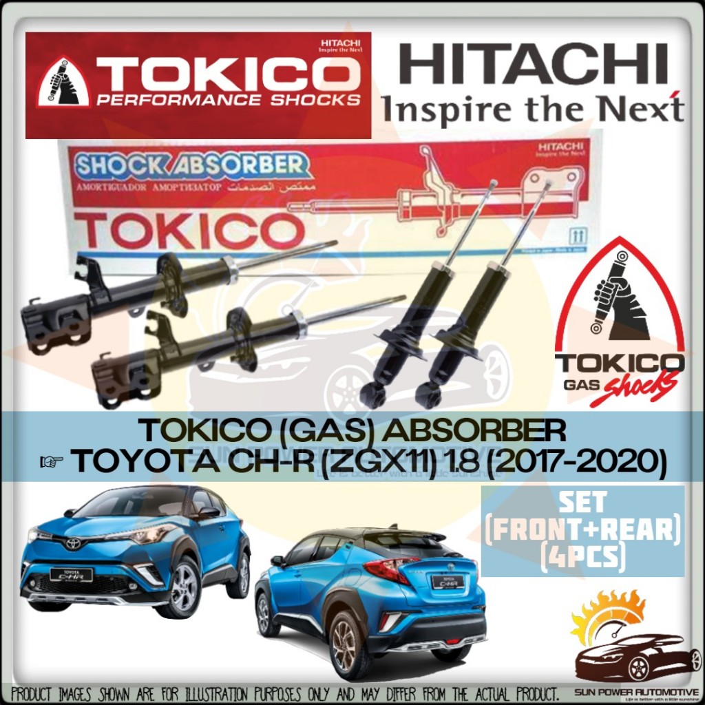 TOKICO TKC Toyota CH-R CHR ZGX11 1.8 (2017-2020) Gas Shock Strut Absorber ( FRONT REAR SET ...