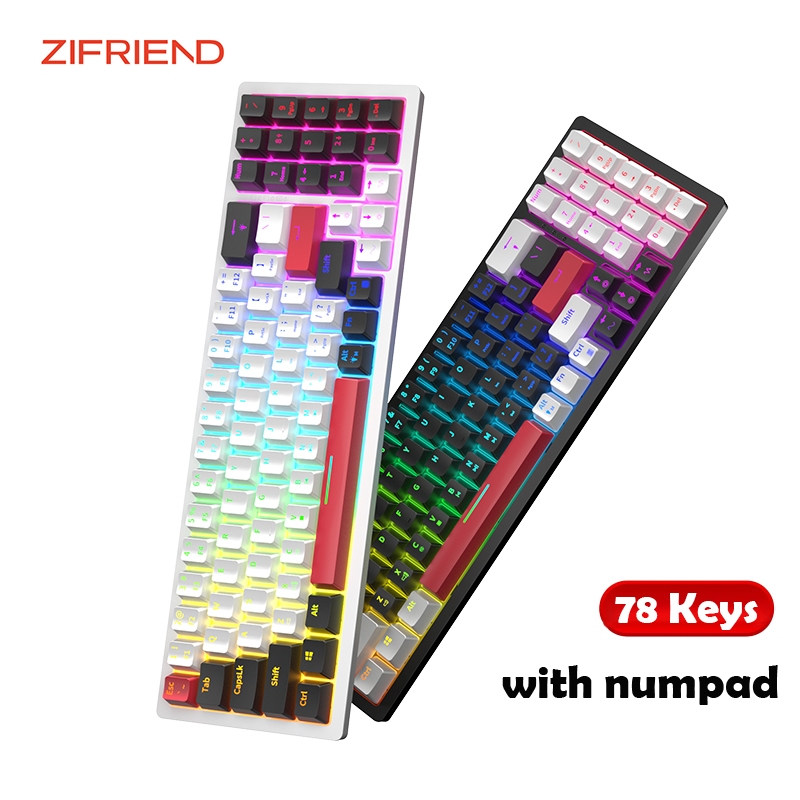 Zifriend R78 Wired Mechanical Keyboard RGB Backlight 78 keys Hotswap ...