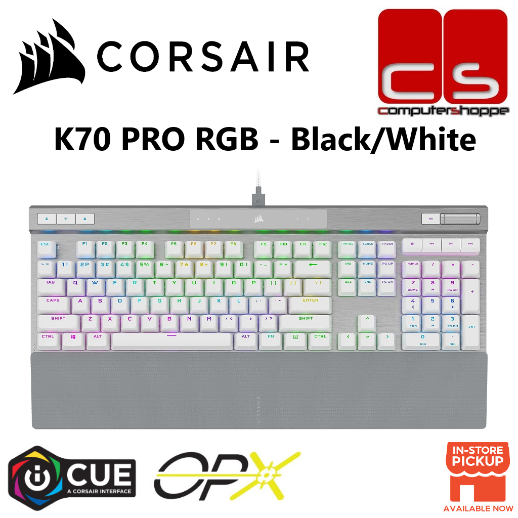 Corsair K70 RGB PRO OPX Series Mechanical Gaming Keyboard - Black/White ...