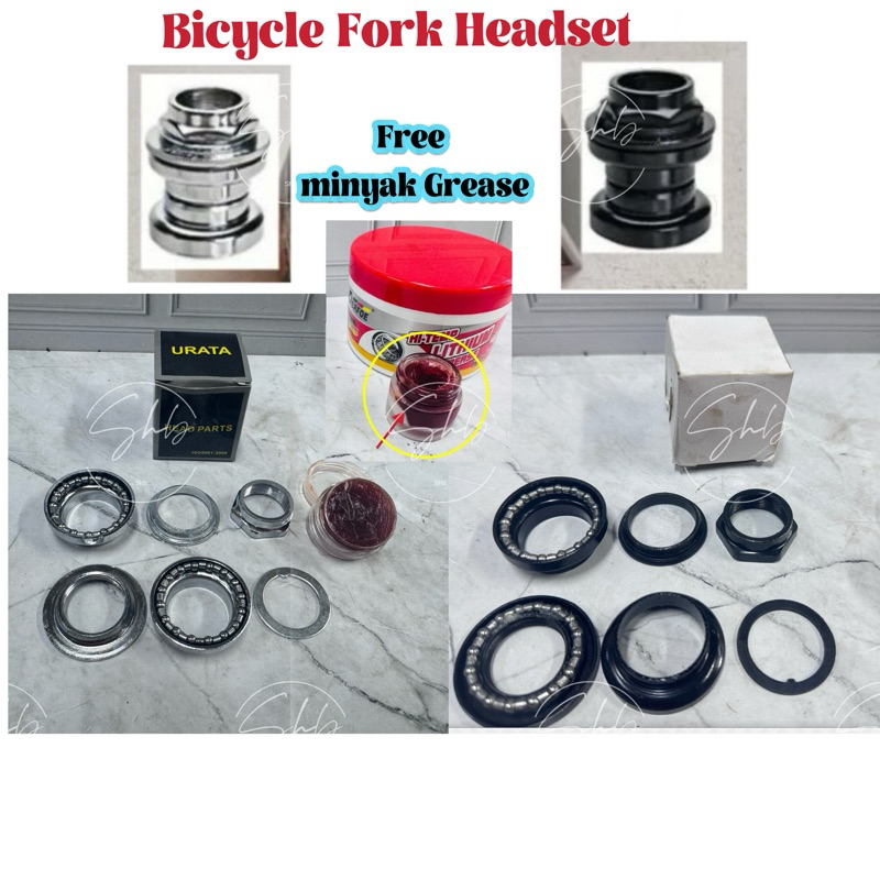 Bicycle Fork Headset Head Parts Chrome Black (1 Inch/25.4mm)Mangkok ...