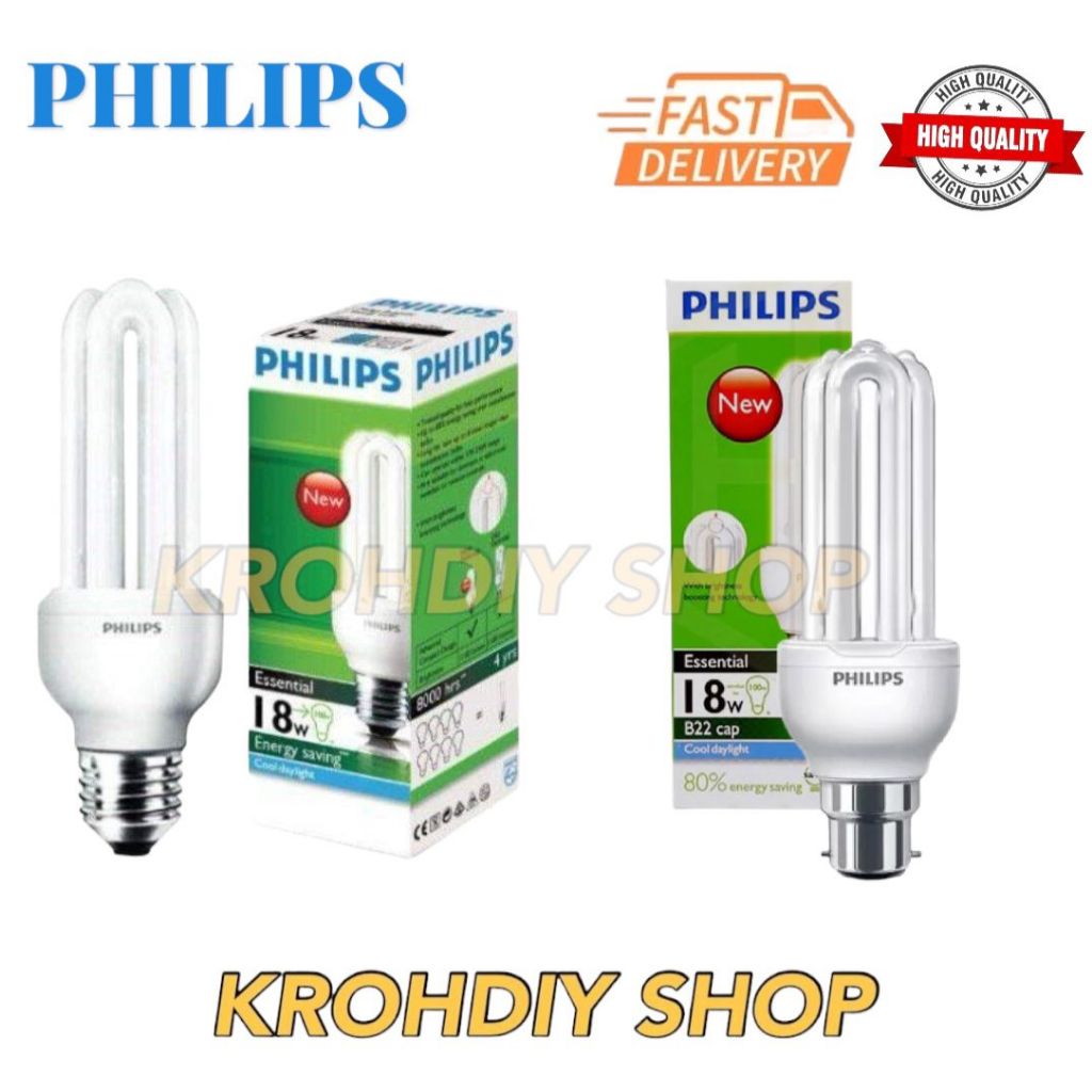 PHILIPS E27 & B22 E-SAVER 18W /MENTOL LAMPU (10001082/10001108 ...