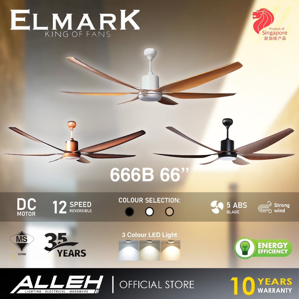 ELMARK Fan🔥 Ceiling Fan with LED Lights 666B 66” inch Remote Control DC ...