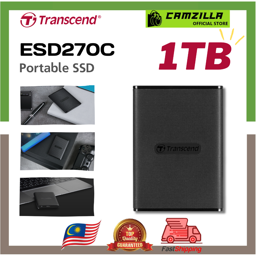 Transcend ESD270C 1TB USB3.1 Gen2 Type-C Portable SSD - TS1TESD270C (Up ...