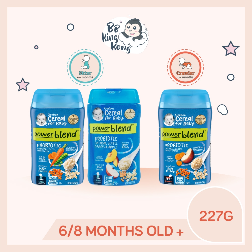 BB King Kong Gerber Powerblend Probiotic Cereal Oatmeal, Lentil 227g ...