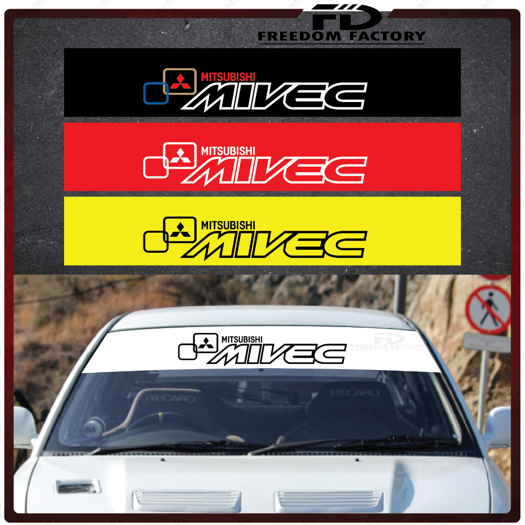 MITSUBISHI Mivec FrontWindshield Sticker / Sticker Tampal Cermin Depan ...