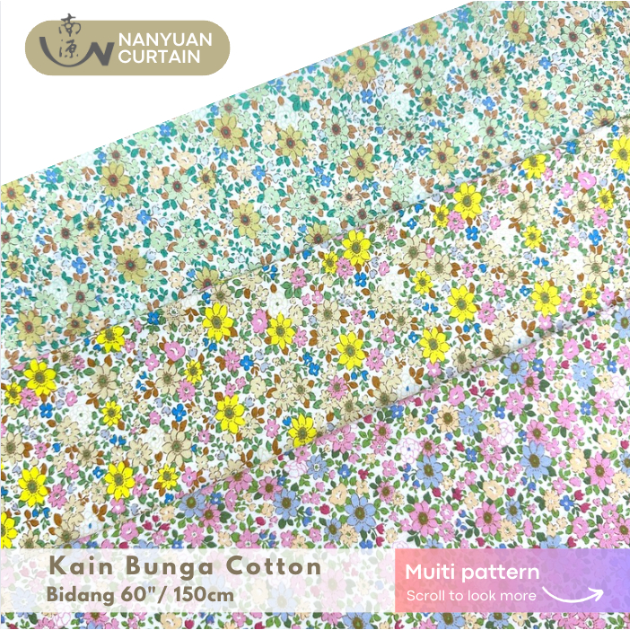 #NYC0069_Kain Bunga 4 warna cotton 150cm/60"| Flowers Cotton Fabric by ...