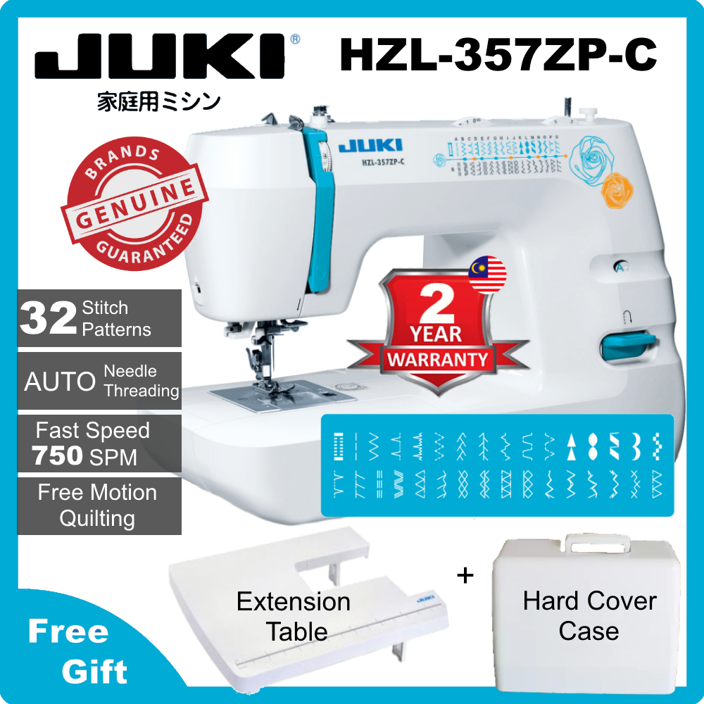 JUKI HZL 357ZP-C Sewing Machine 32 Stitch Patterns + Extension Table ...