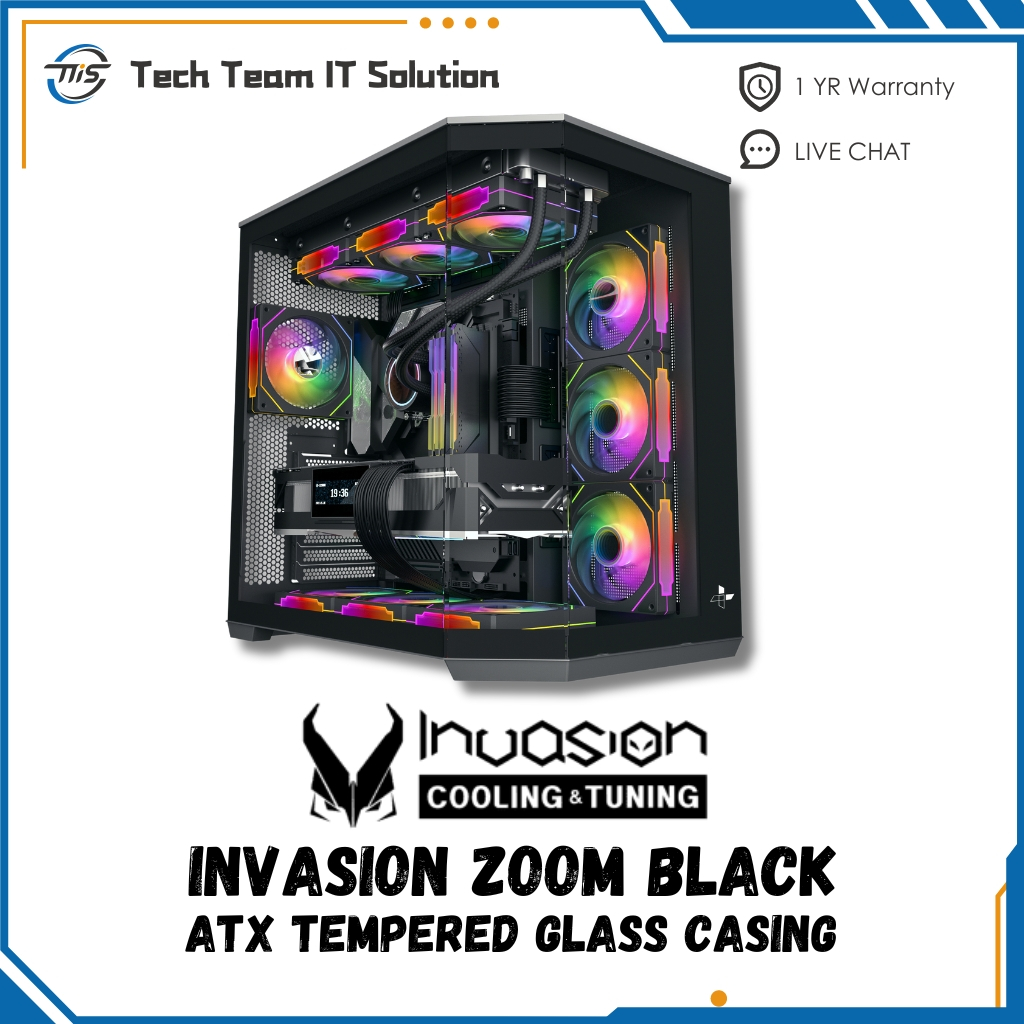 INVASION ZOOM BLACK - ATX TEMPERED GLASS CASING | Shopee Malaysia