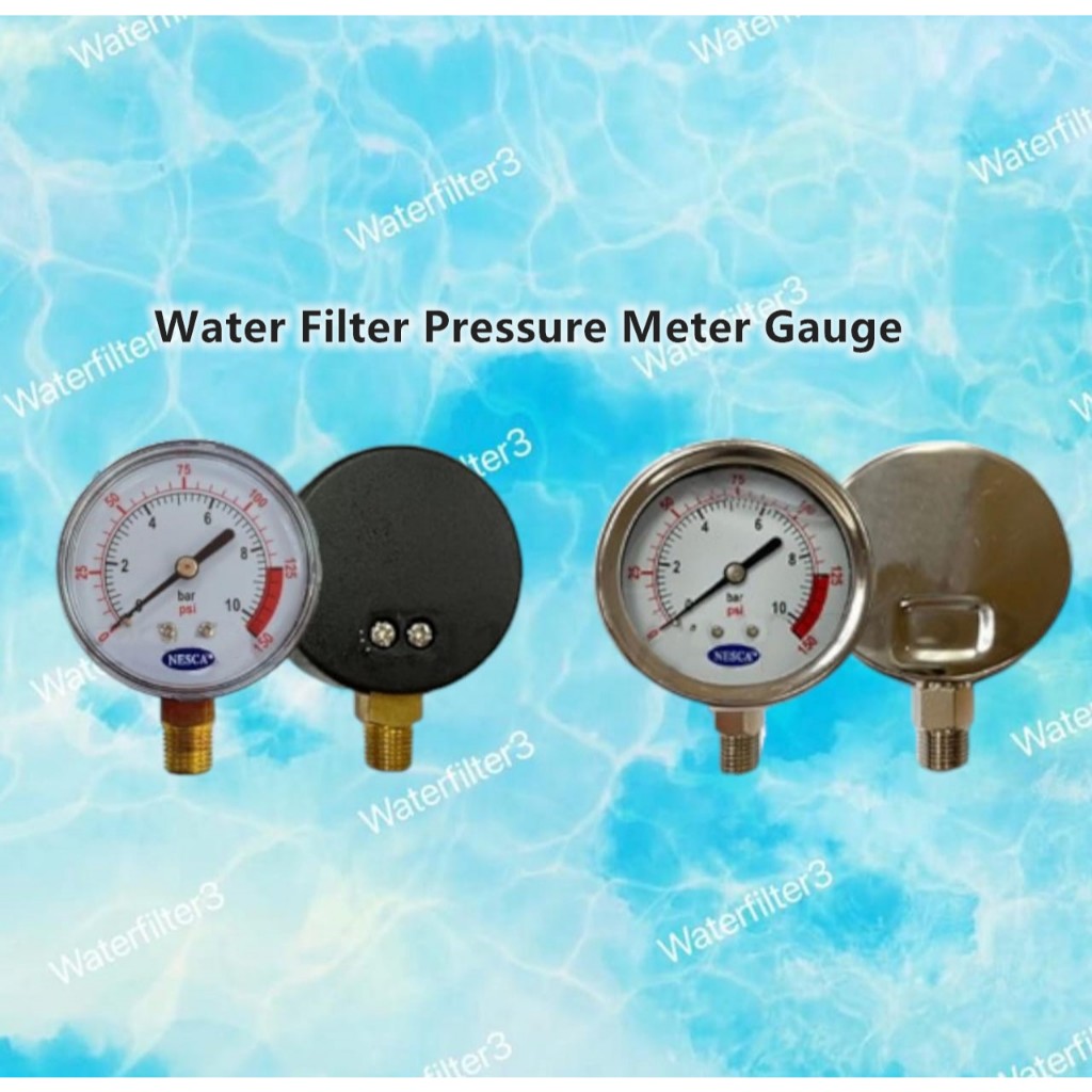 Nesca Water Filter Pressure Gauge Metal (No Liquid) & SUS (Oil) - NESCA ...