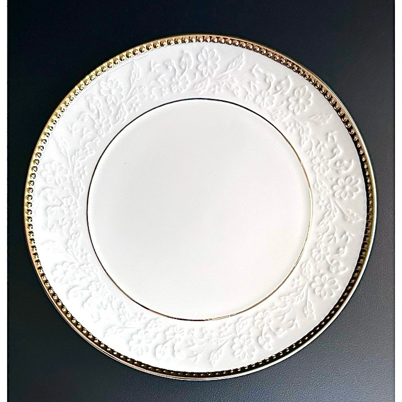20cm Embossed Gold Band Bone China Salad Plate | Shopee Malaysia
