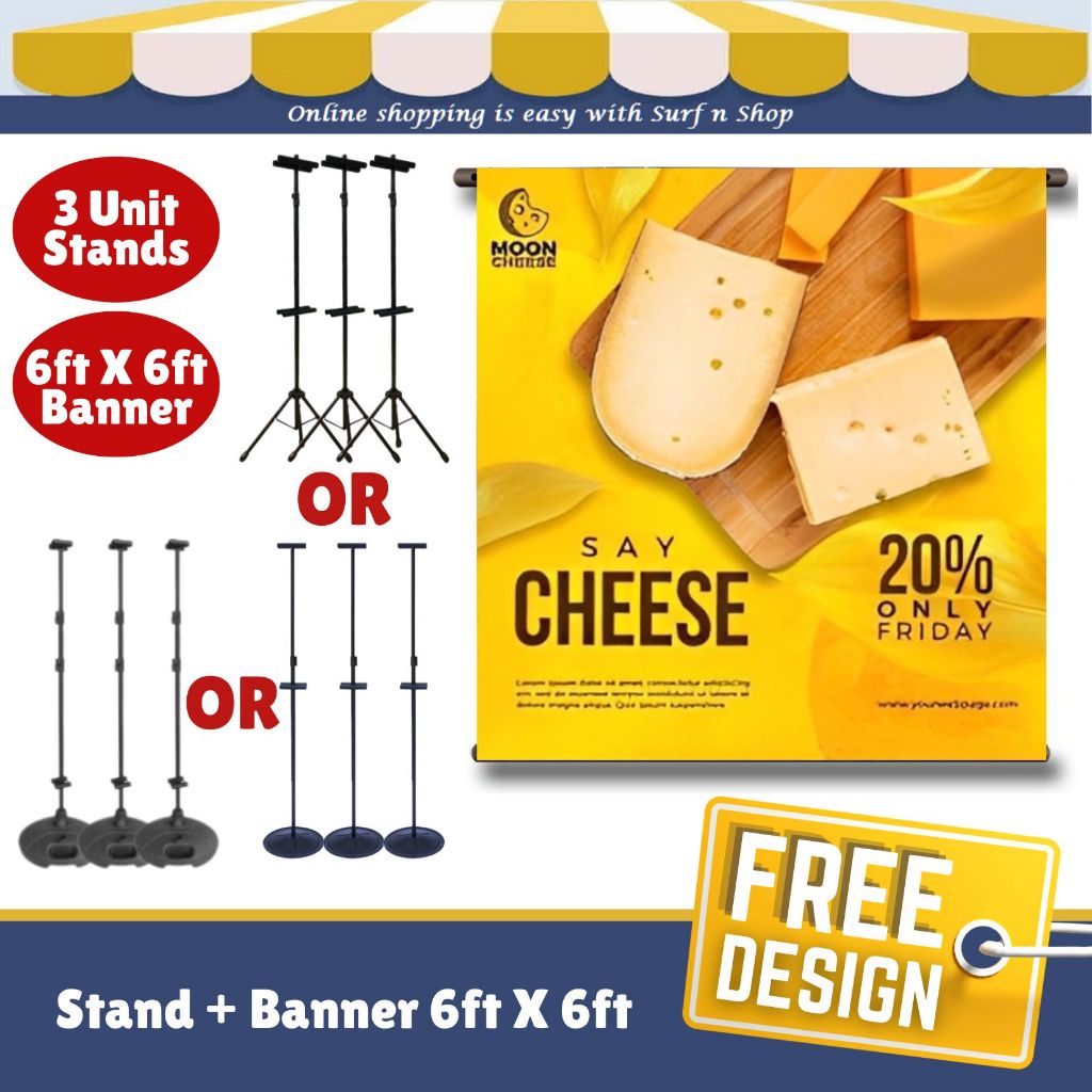 Banner 6ft x 6ft with Banner Bunting Poster Stand /Backdrop Printing ...