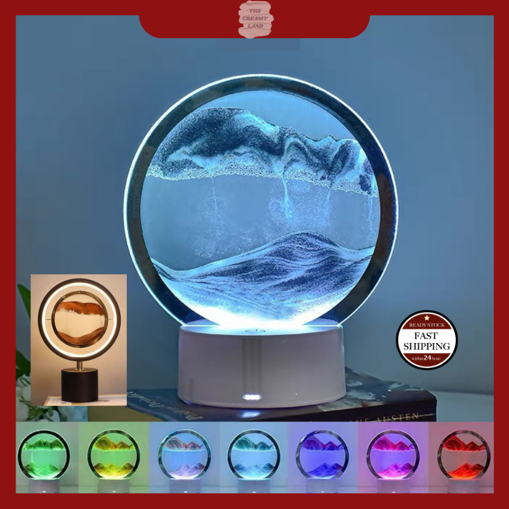 3/7 Colour Quicksand Table Lamp Aesthetic Office Desktop Deco USB ...