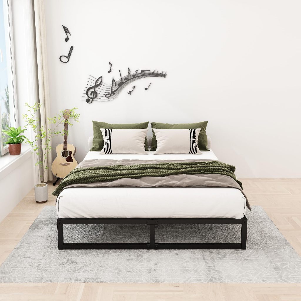 rangka katil saiz queen Bed Frame Queen /King Platform Bed Frame Metal ...