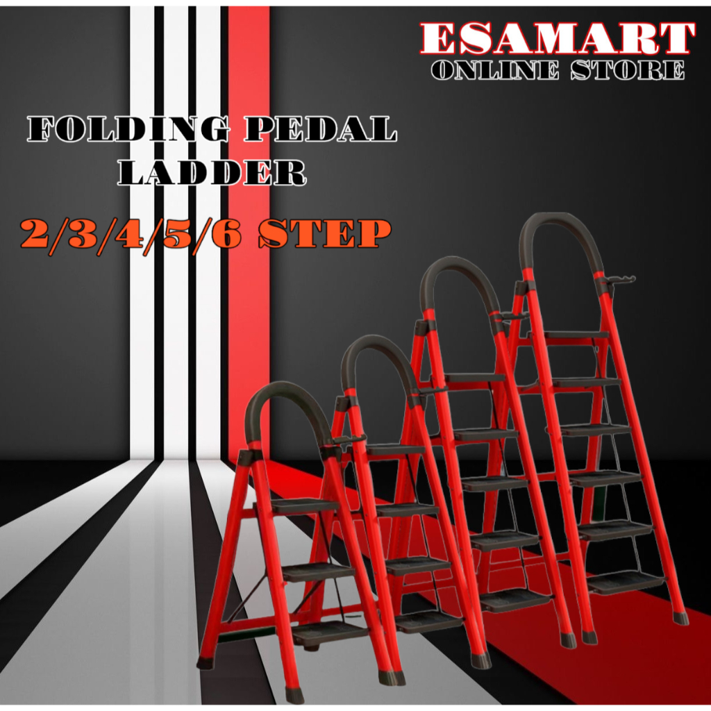 HOUSEHOLD INDOOR FOLDING PEDAL STEEL PIPE STAIR PLATFORM LADDER STEP ...