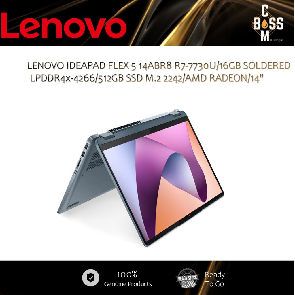 LENOVO IDEAPAD FLEX 5 14ABR8 R7-7730U/16GB SOLDERED LPDDR4x-4266/512GB ...