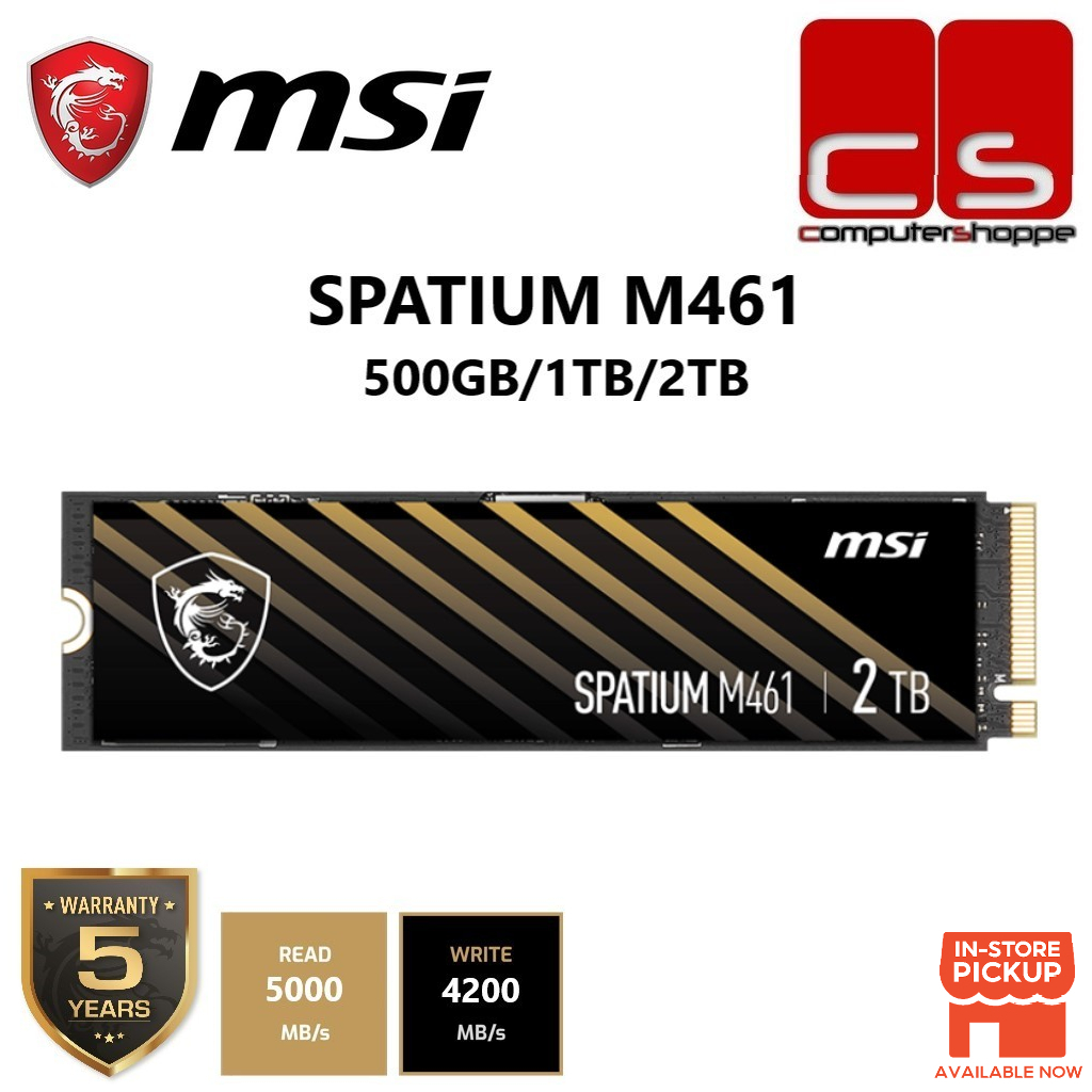 MSI SPATIUM M461 PCIe 4.0 NVMe M.2 SSD - 500GB/1TB/2TB | Shopee Malaysia