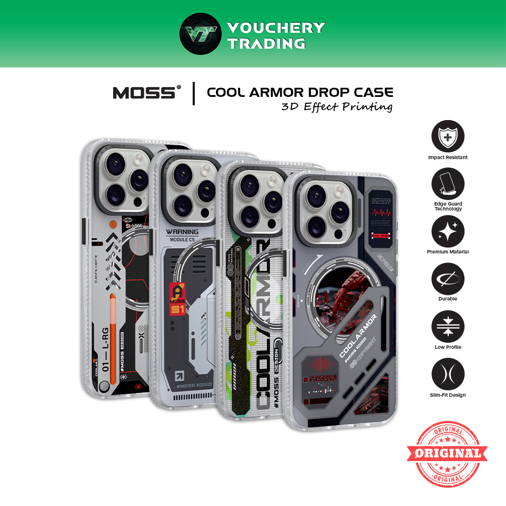 MOSS Cool Armor Futuristic Techno 3D Effect Design Magnetic Phone Case ...