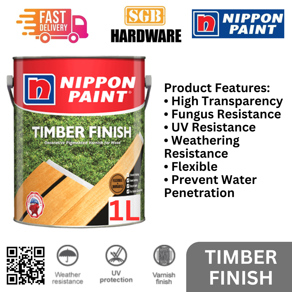 1L Nippon Timber Finish Nippon Paint Wood Varnish | Cat Varnish Kayu ...
