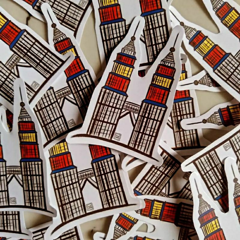 DTF UV PRINT STICKER EDISI MENARA KLCC Illustrated by Miya Meya ...